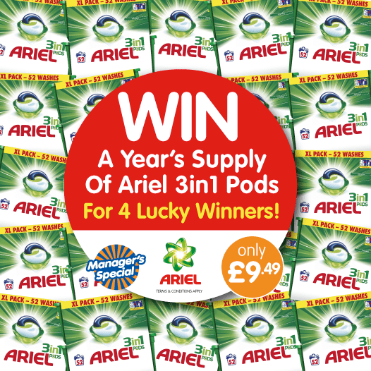 WINNER ANNOUNCEMENT - A Year's Supply of Ariel 3-in-1 Tabs for FOUR ...