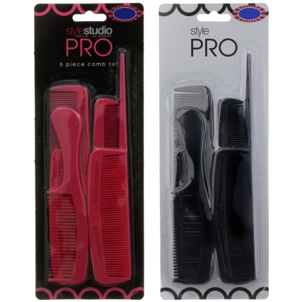 Hair Comb Set 6pc - Pink | Health & Beauty | Hair Care - B&M