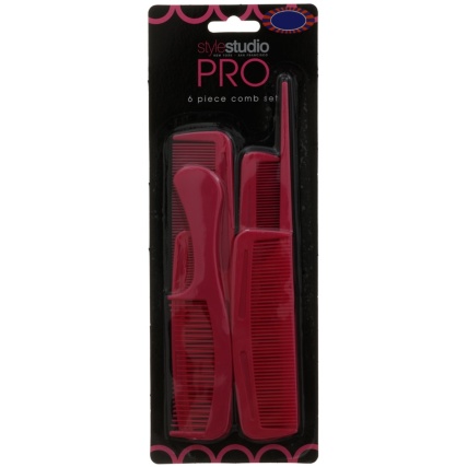 Hair Comb Set 6pc - Pink | Health & Beauty | Hair Care - B&M