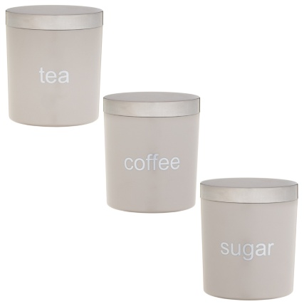 Offer BMStores Round Tea Coffee Sugar Storage Jars - Taupe
