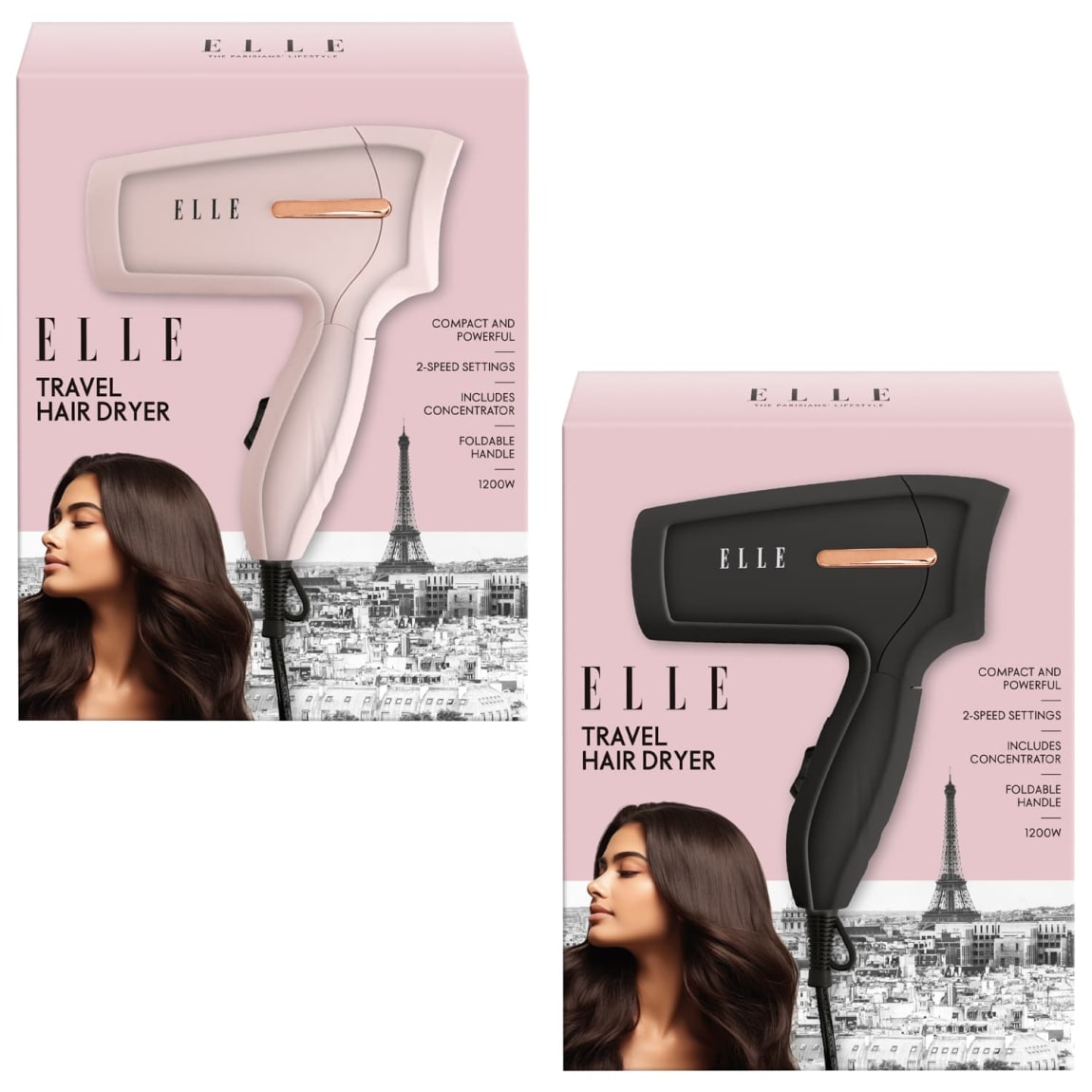 ELLE Compact Dryer 1200W - Pink | Beauty Electrical - B&M Stores