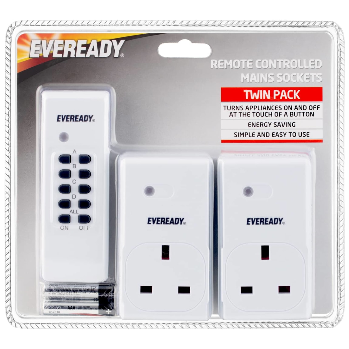 Eveready Remote Control Mains Sockets 2pk | Electrical - B&M