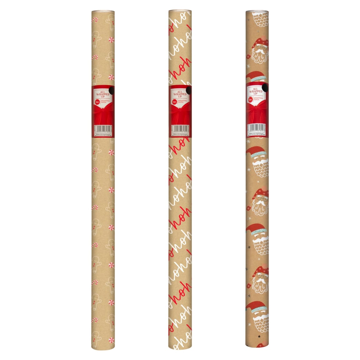 Kraft and Foil Wrapping Paper 3m - Ho-Ho-Ho | Christmas | B&M