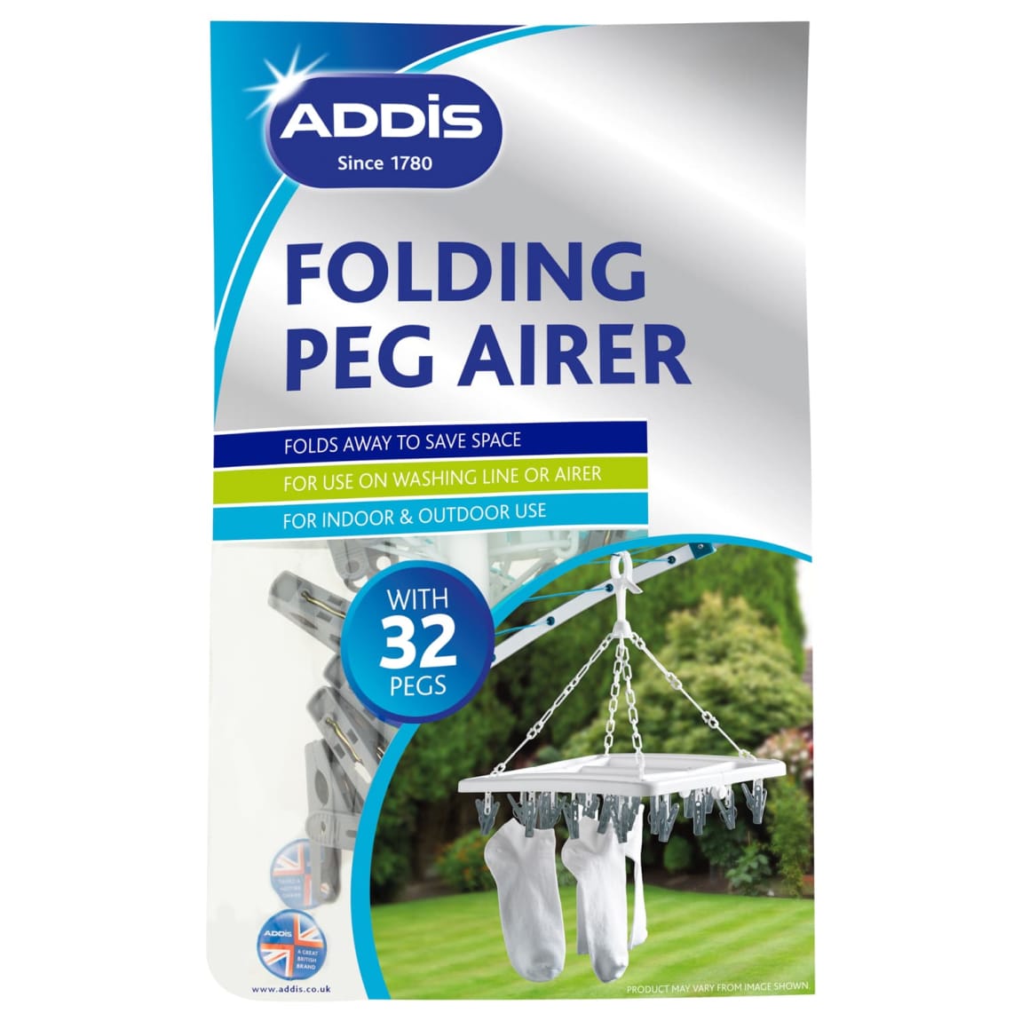Addis Folding 32 Peg Airer | Laundry Baskets, Pegs & Airers | B&M