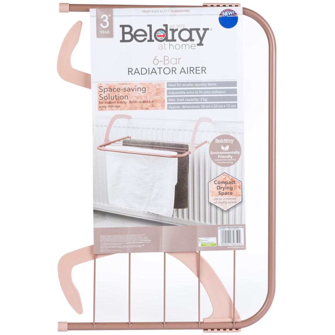 Beldray Rose Gold 6 Bar Radiator Airer | Laundry Airers | B&M
