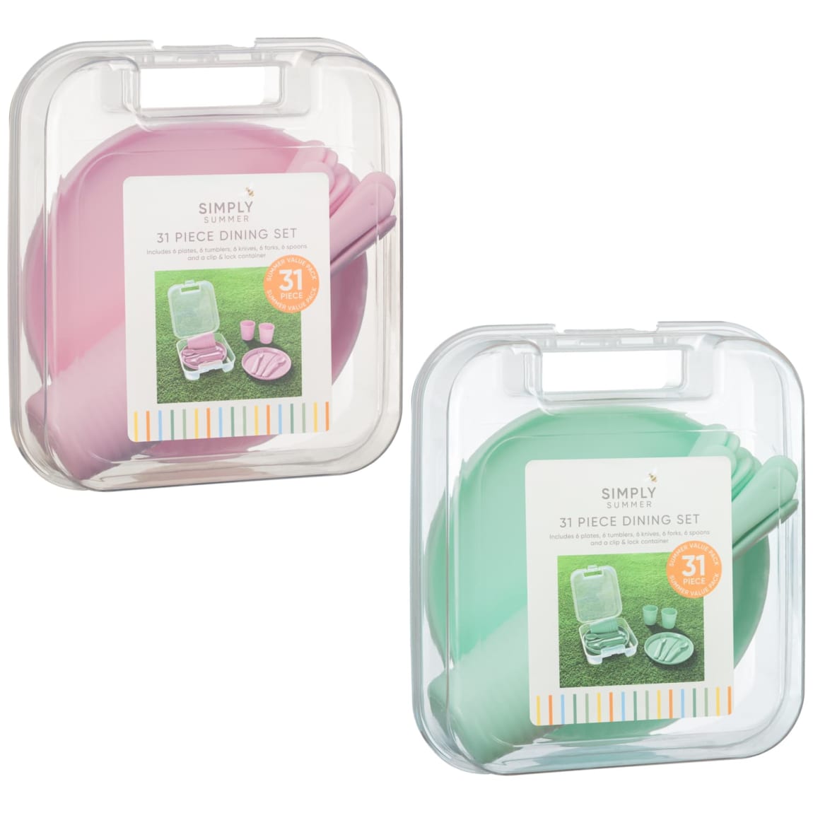 Simply Summer Dining Set 31pc - Pink | Picnicware | B&M