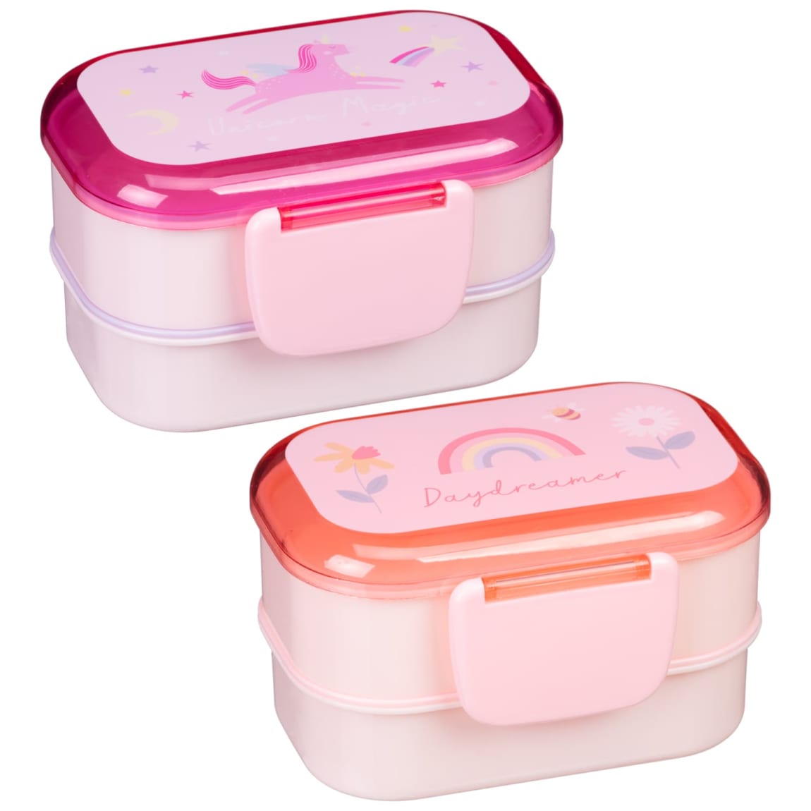 Small 2 Compartment Snack Box - Rainbow | Lunch Boxes | B&M