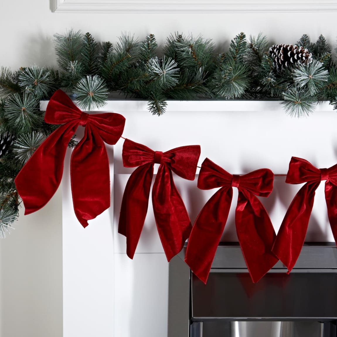 Red Bow Garland 1.5m | Christmas Decorations | B&M
