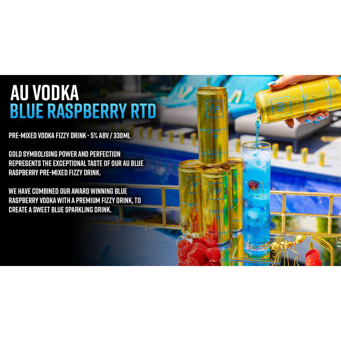 Au Vodka 330ml - Blue Raspberry | Pre-Mixed Drinks | B&M