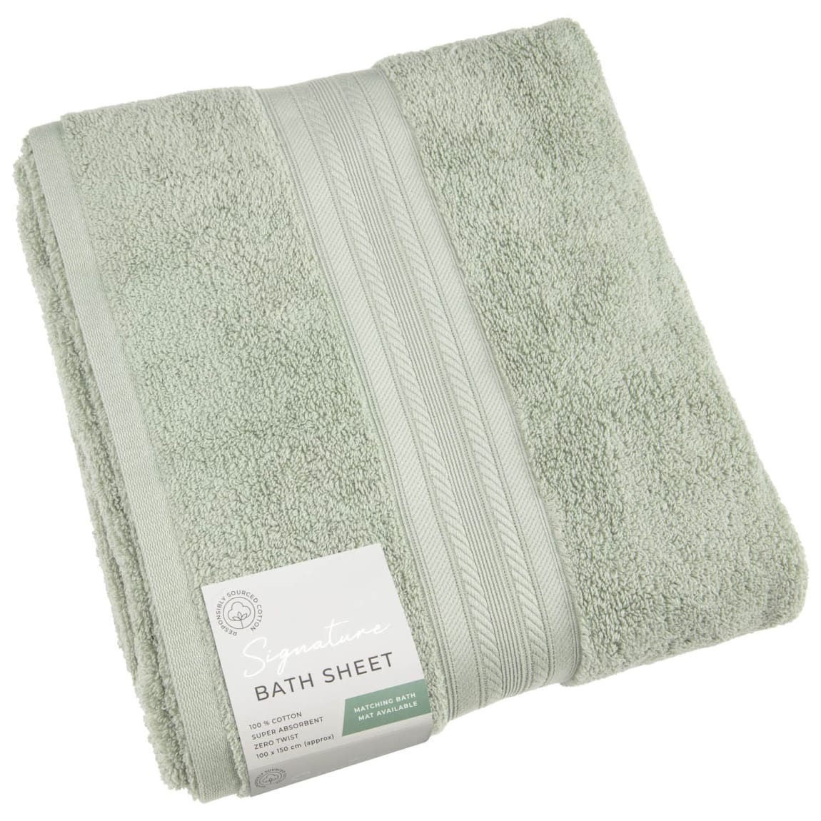 Signature Bath Sheet - Sage | Towels | B&M