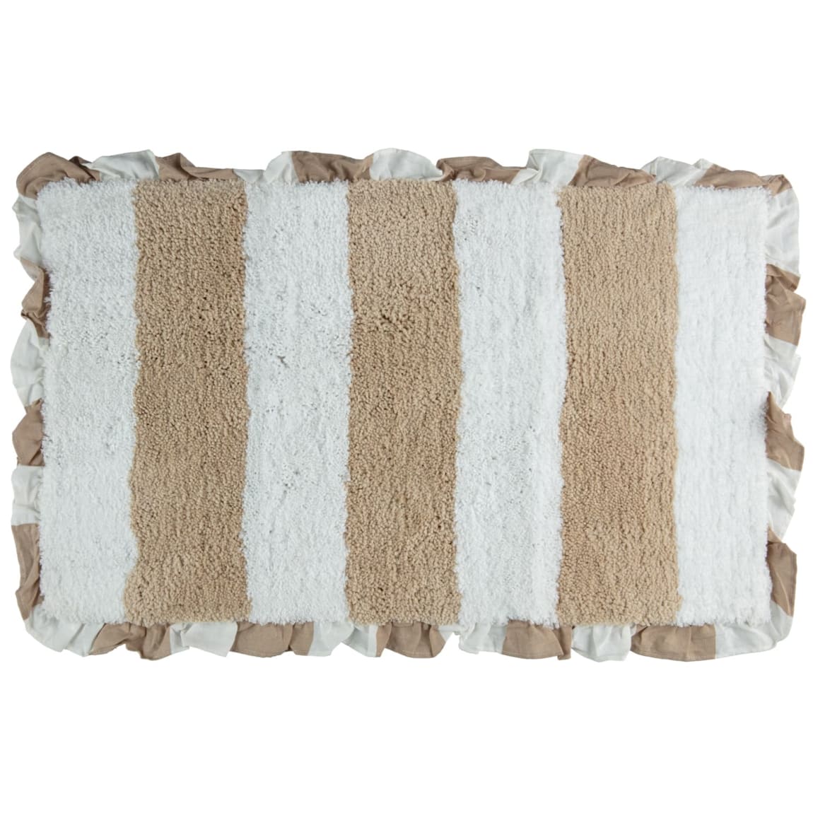 Ruffle Edge Stripe Bath Mat - Natural | Bathmats | B&M