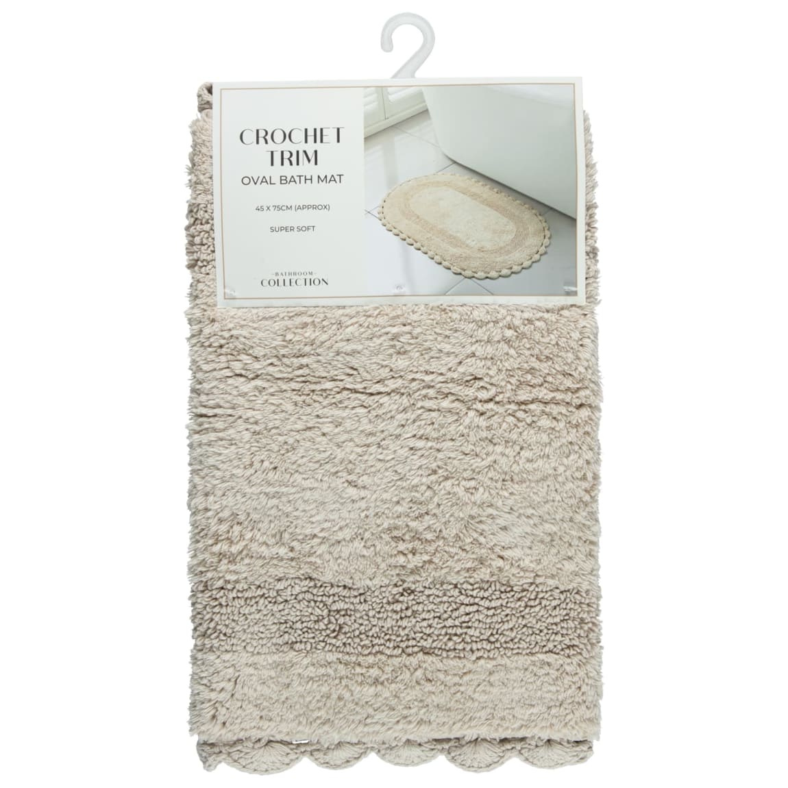 Crochet Trim Oval Bath Mat - Beige | Bathmats | B&M