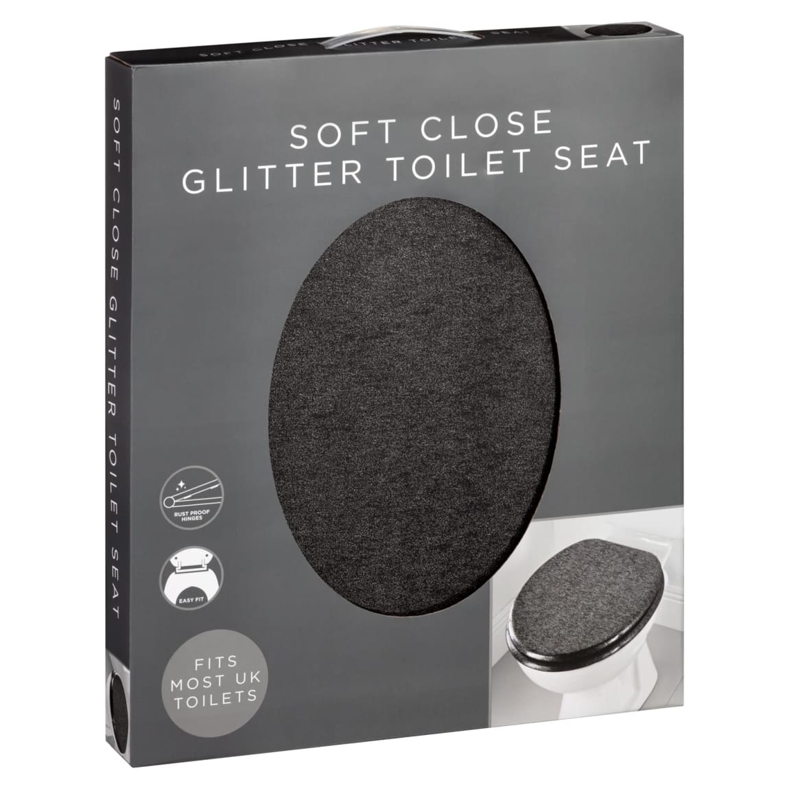 Soft Close Glitter Toilet Seat - Black | Toilet Seats | B&M