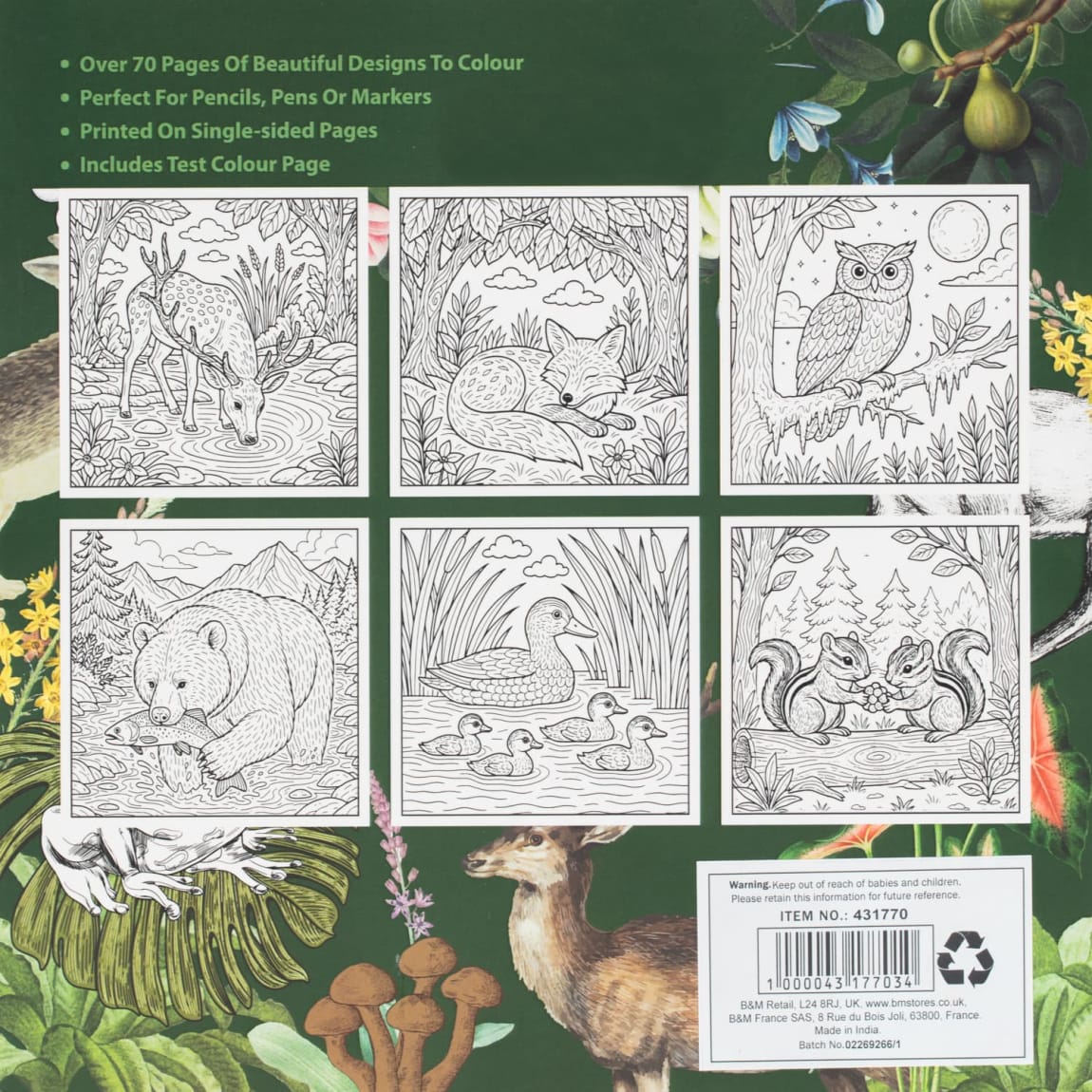 Square Colouring Book - Nature | Arts & Crafts | B&M