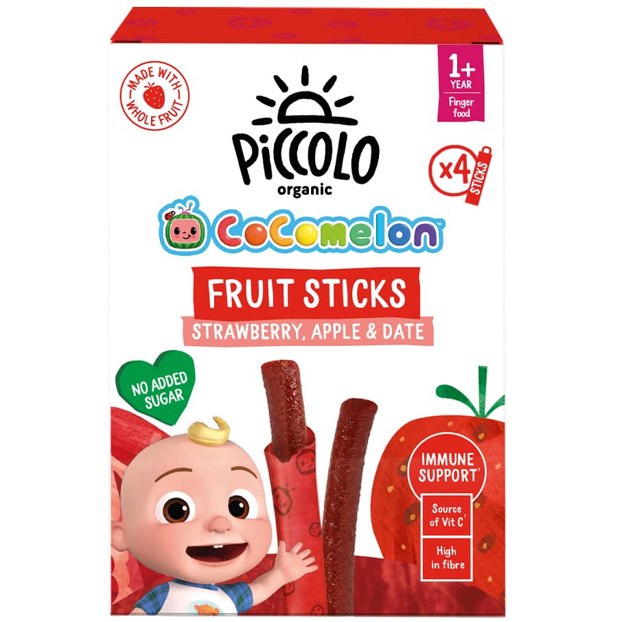 Piccolo Cocomelon Organic Fruit Sticks 4 x 15g - Strawberry | B&M
