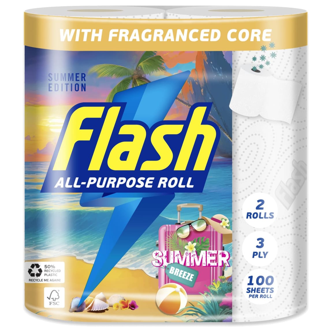 Flash All Purpose Kitchen Roll 2pk - Summer Breeze | B&M