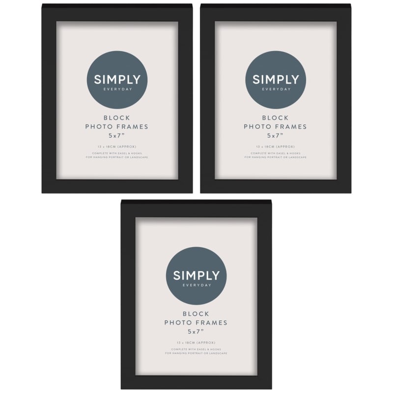 Simply Everyday 5 x 7" Block Frames 3pk - Black | B&M Stores