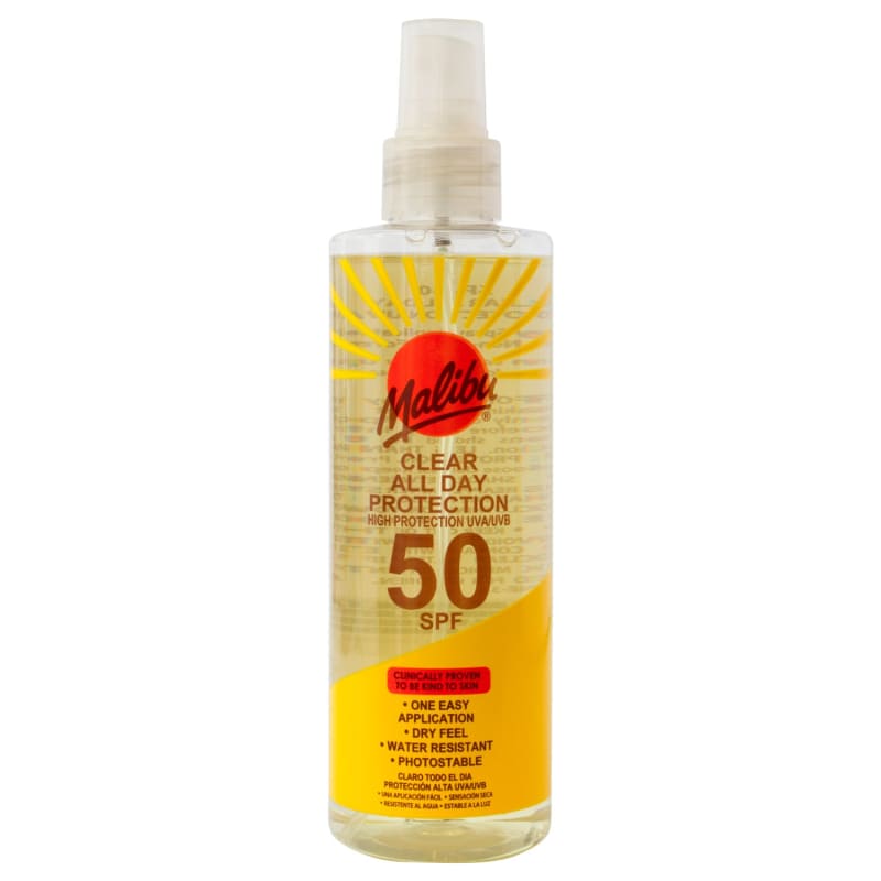Malibu Clear All Day Protection Spray SPF50 250ml | Sun Cream | B&M
