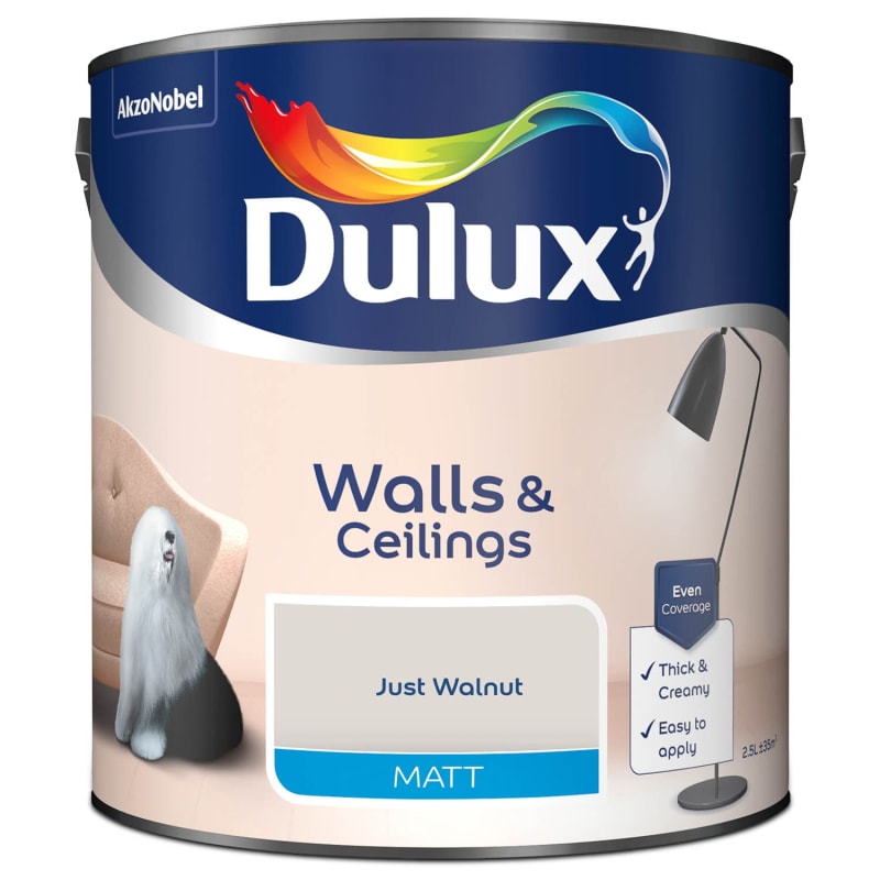 Dulux Matt Emulsion - Just Walnut 2.5L | Emulsion Paint - B&M