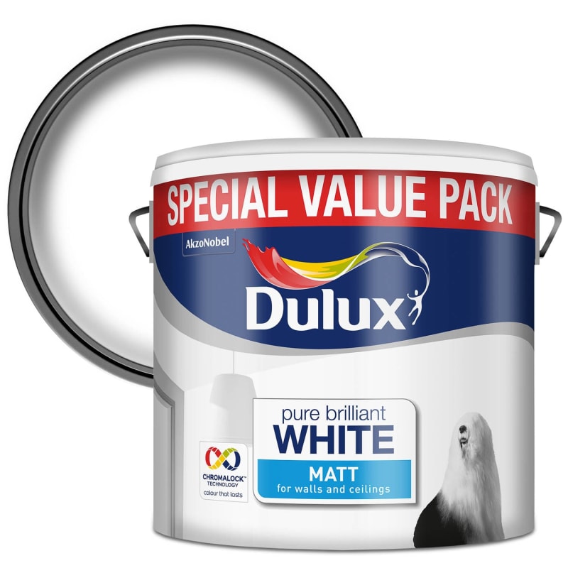 Dulux Matt Emulsion Pure Brilliant White Paint B M Stores
