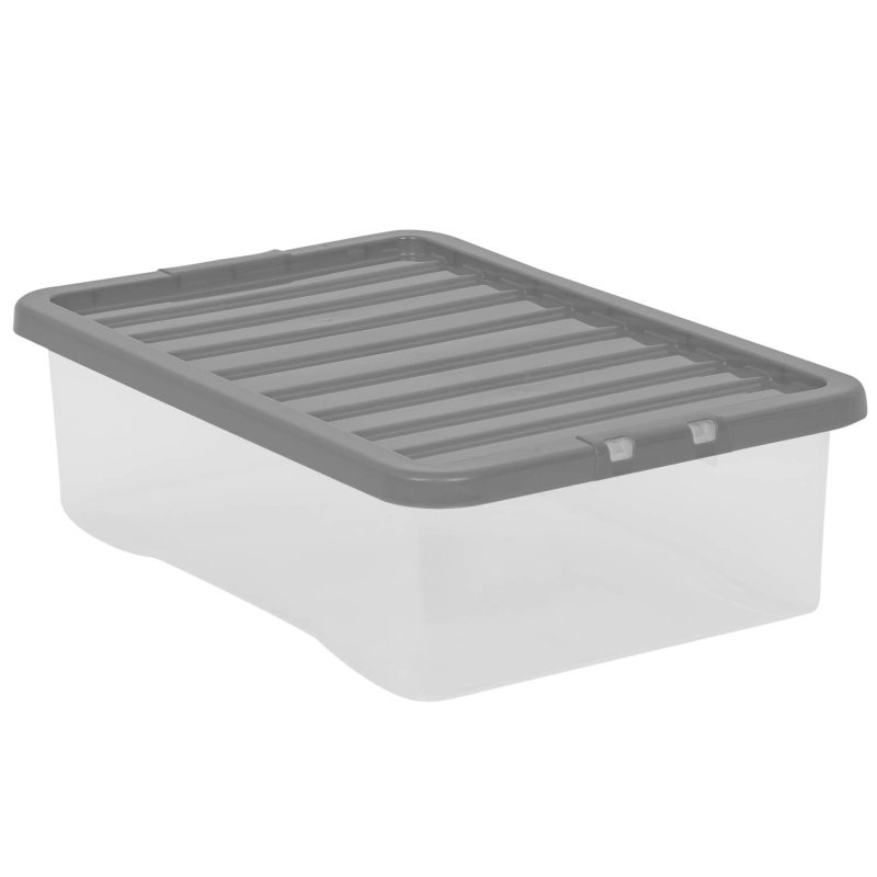 Underbed Clear Storage Box with Lid 32L - Clear | Storage - B&M