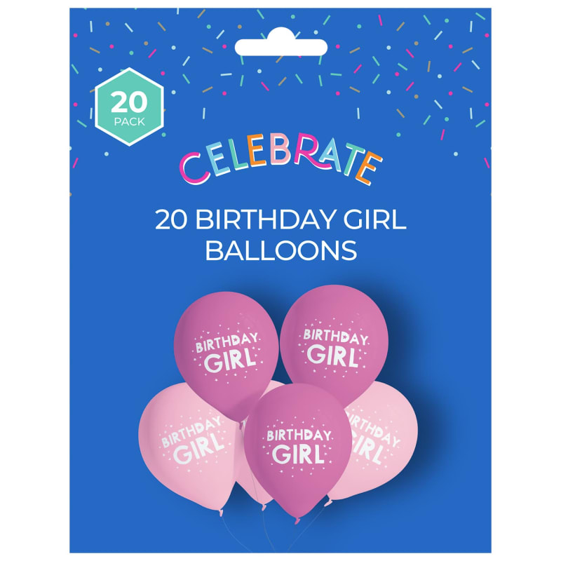 Birthday Girl Balloons 20pk | Partyware - B&M Stores