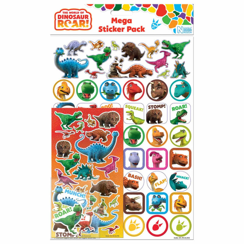 Dinosaurs Mega Sticker Pack - White | Cheap Kids Stationery at B&M