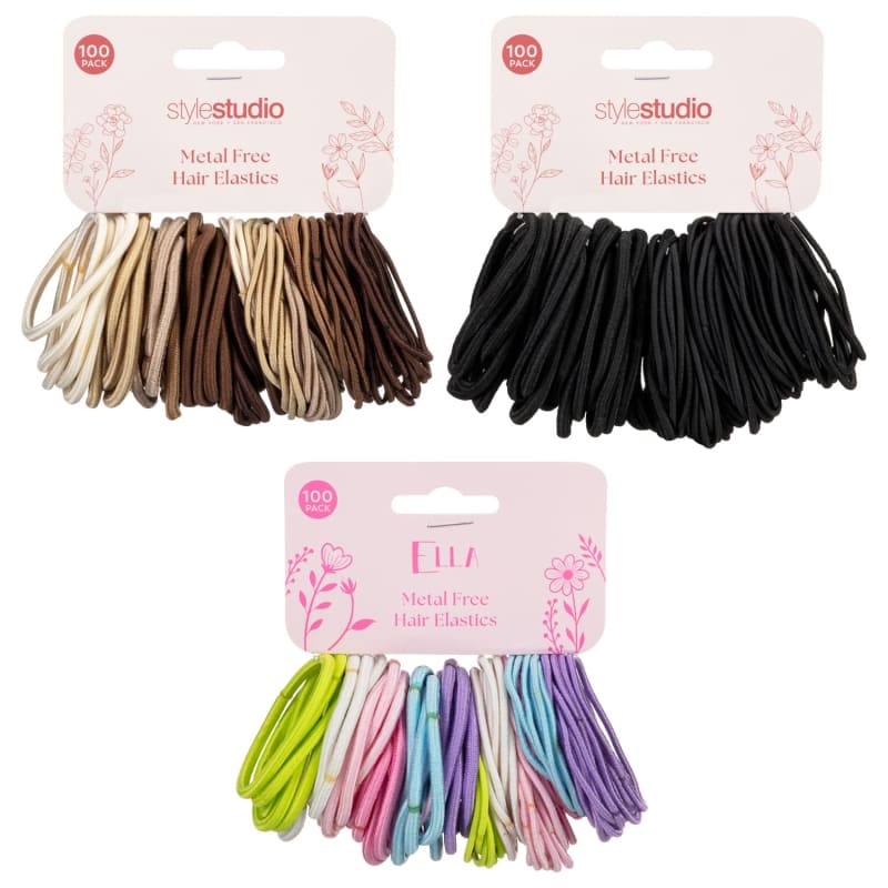 Metal Free Hair Elastics 100pk - Black | Hair Accessories | B&M