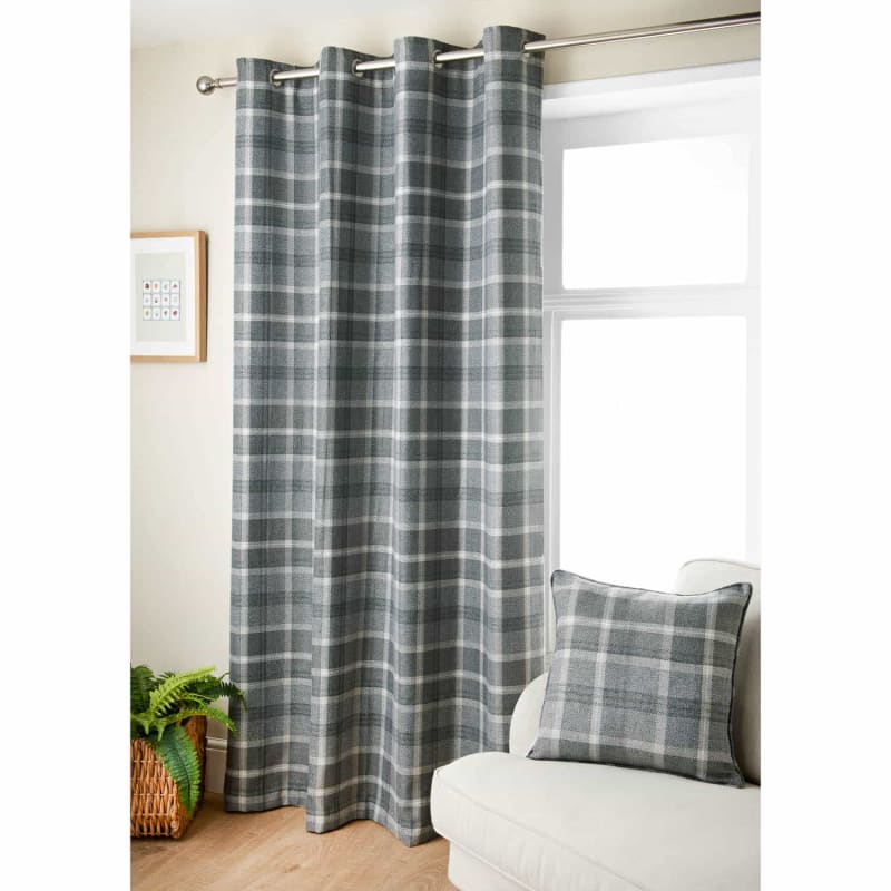 Oakland Woven Check Curtains 66 X 90 Cheap Curtains B M