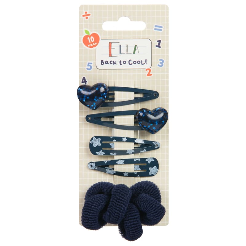 Ella School Hair Accessories Clip & Bow Bobble Set 14pk - Blue | B&M
