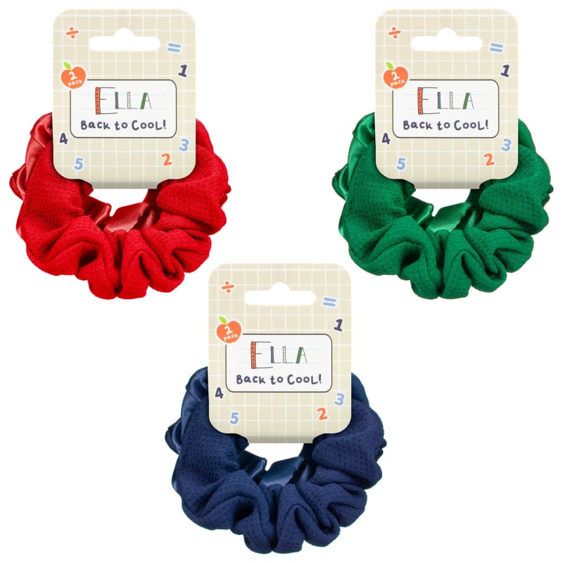 Ella School Hair Accessories Scrunchies 2pk - Green | B&M Stores