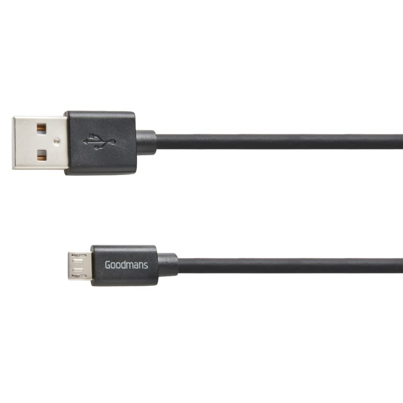 Goodmans Micro USB Charge/Sync Cable 2m - Black | Phone Chargers