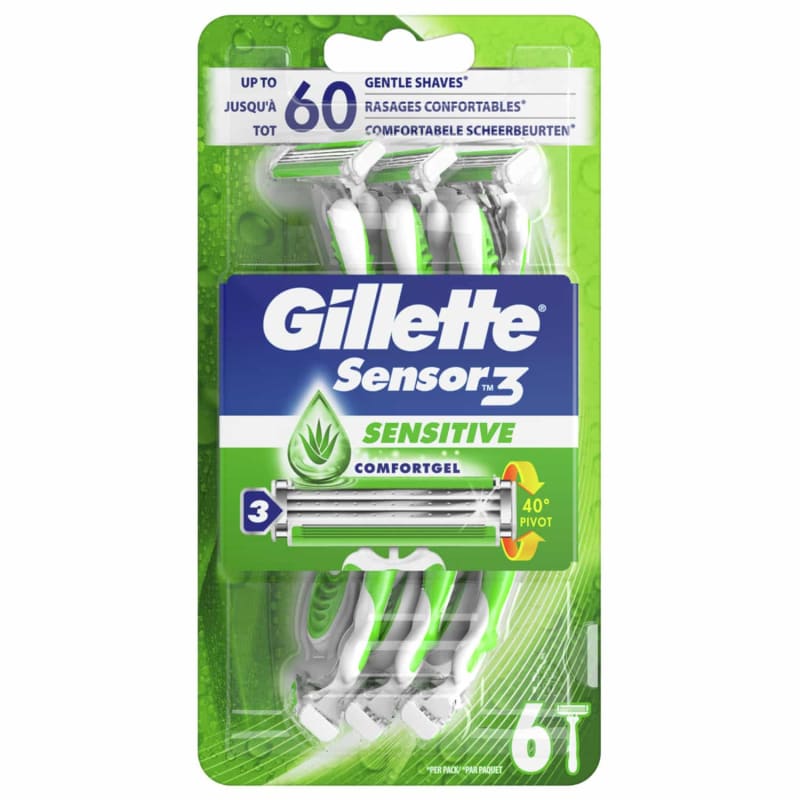 Gillette Sensor3 Sensitive Razors 6pk | Shaving - B&M