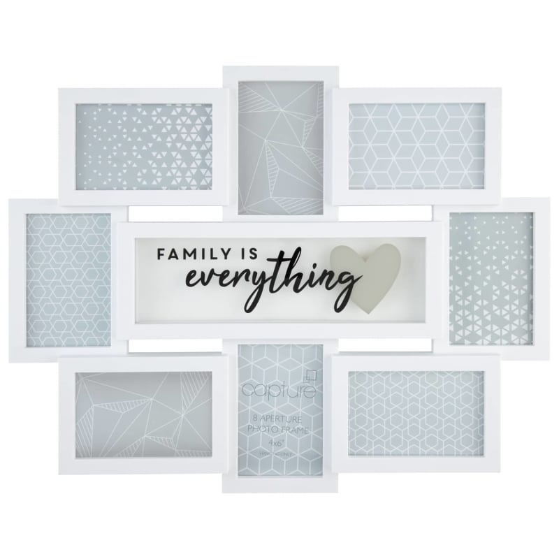 Multi Aperture Photo Frame 8pc - Family is Everything | Frames - B&M