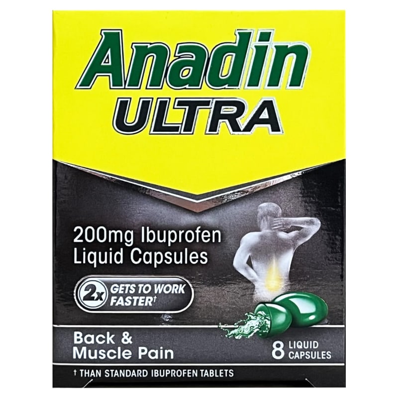 Anadin Ultra Back & Muscle Liquid Ibuprofen 200mg Capsules - B&M