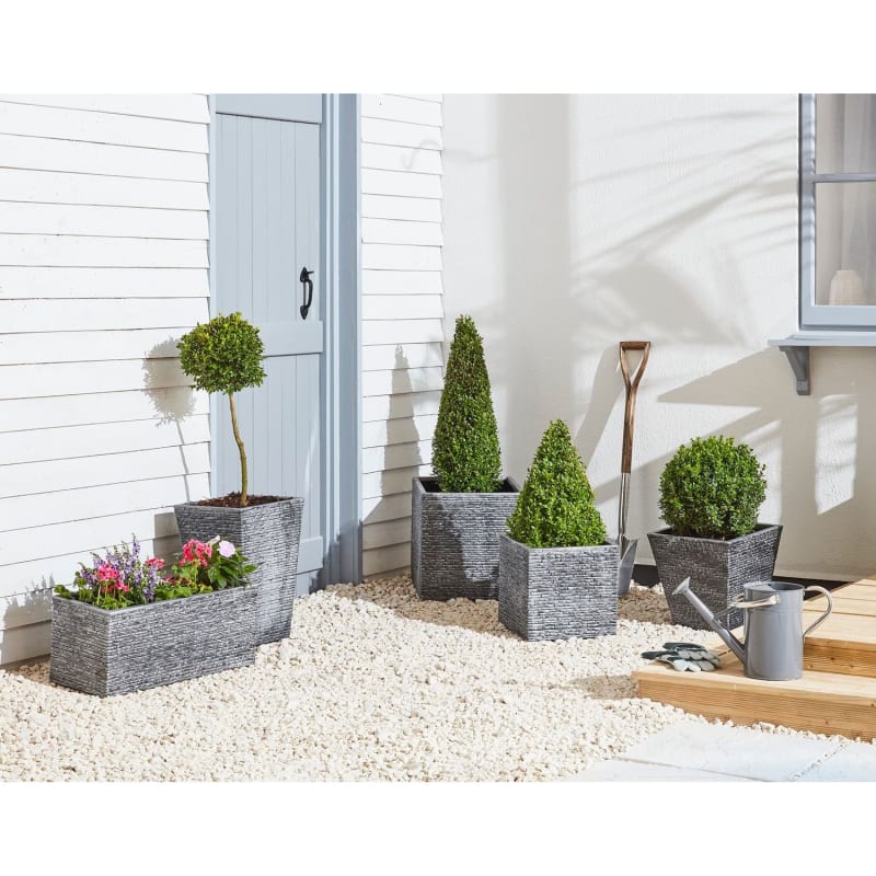 Large Square Planter - Pewter | Cheap Planters at B&M Stores