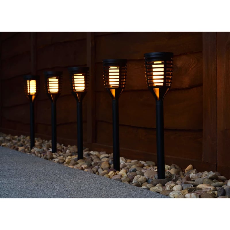 Morocco Dancing Flame Post Lights 5pk | Solar Lights - B&M