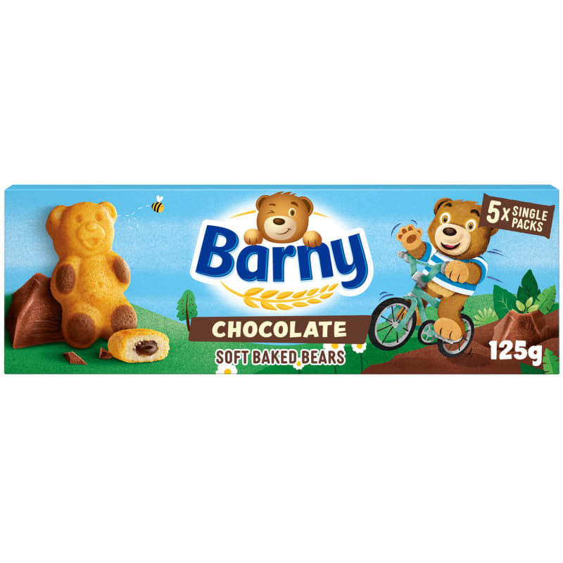 Barny Soft Baked Bears Cake Bars 5pk - Chocolate | Cake Bars | B&M
