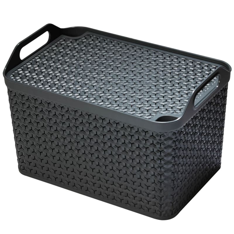 Medium Urban Basket with Lid - Recycled Charcoal | Home Storage - B&M