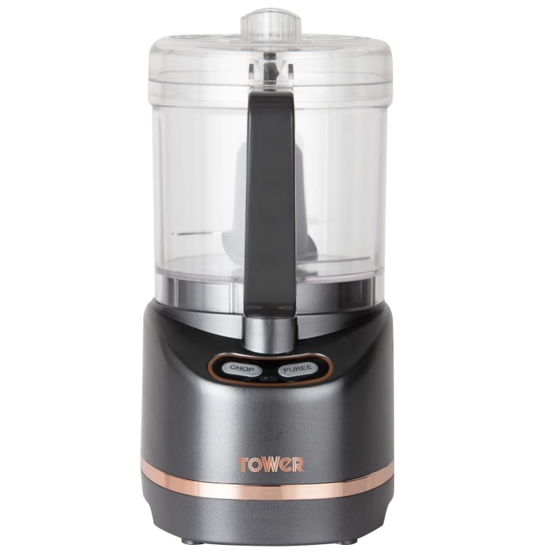 Tower Compact Food Processor 400ml - Grey & Rose Gold l Kitchen - B&M