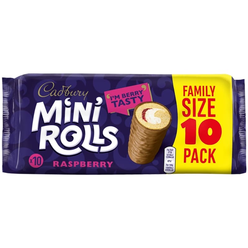 Cadbury Mini Rolls Raspberry 10pk | Chocolate Multipacks | B&M