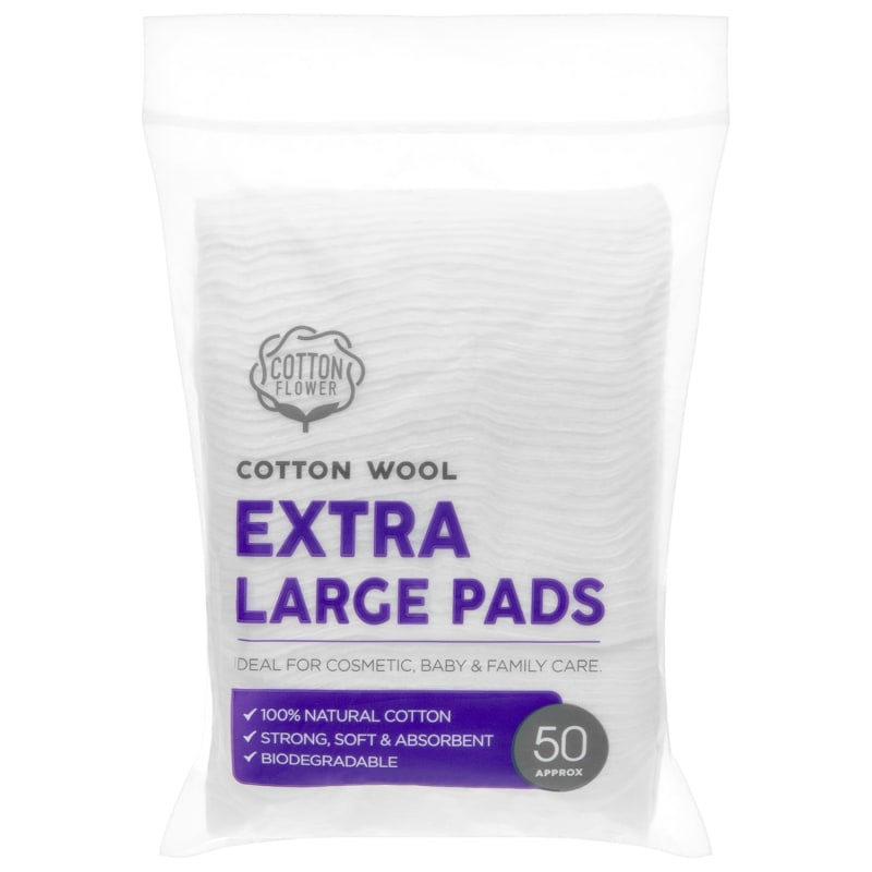 Extra Large Cotton Wool Pads 50pk | Health & Beauty - B&M
