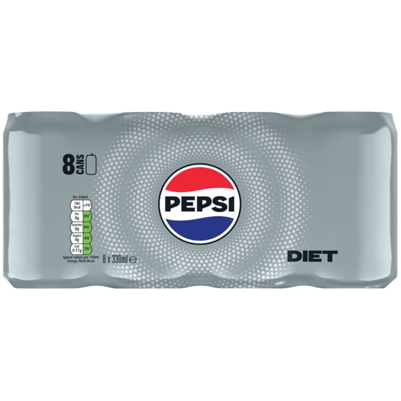 Diet Pepsi 8 x 330ml | Soft Drinks - B&M Stores