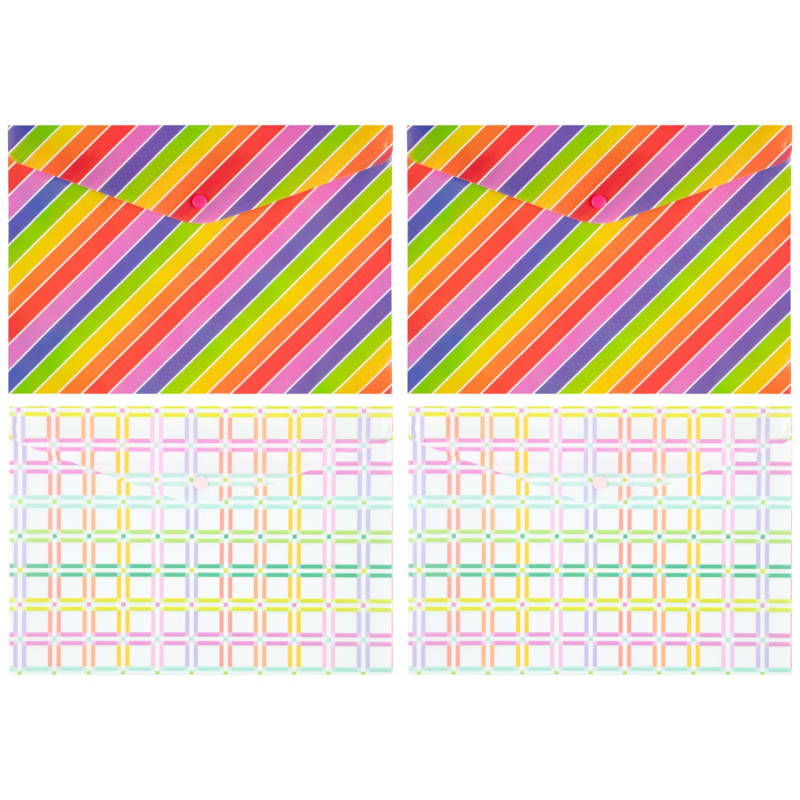 A4 Popper Wallets 4pk - Rainbow | Stationery - B&M