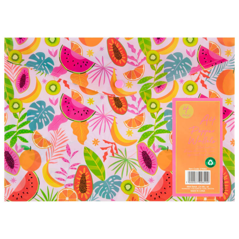 A4 Popper Wallets 4pk - Pink | Stationery - B&M