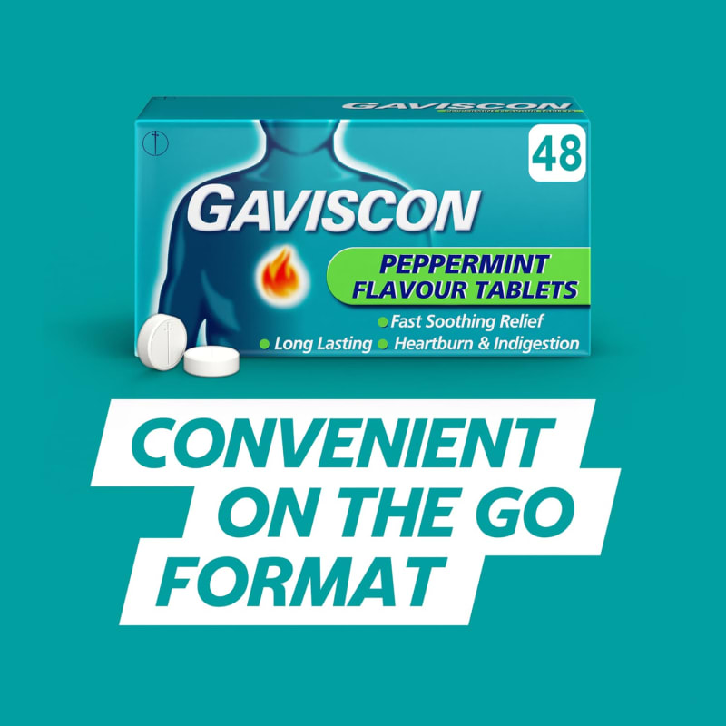 Gaviscon Chewable Tablets 48pk - Peppermint | Health & Wellbeing - B&M