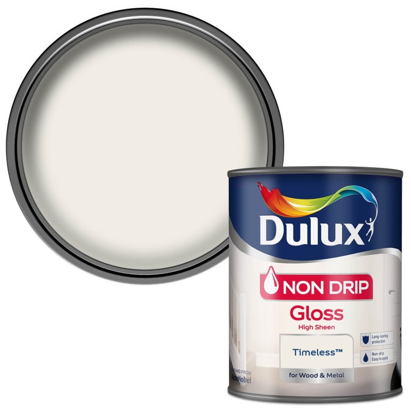 Dulux Non Drip Gloss Paint - Timeless 750ml |Painting - B&M