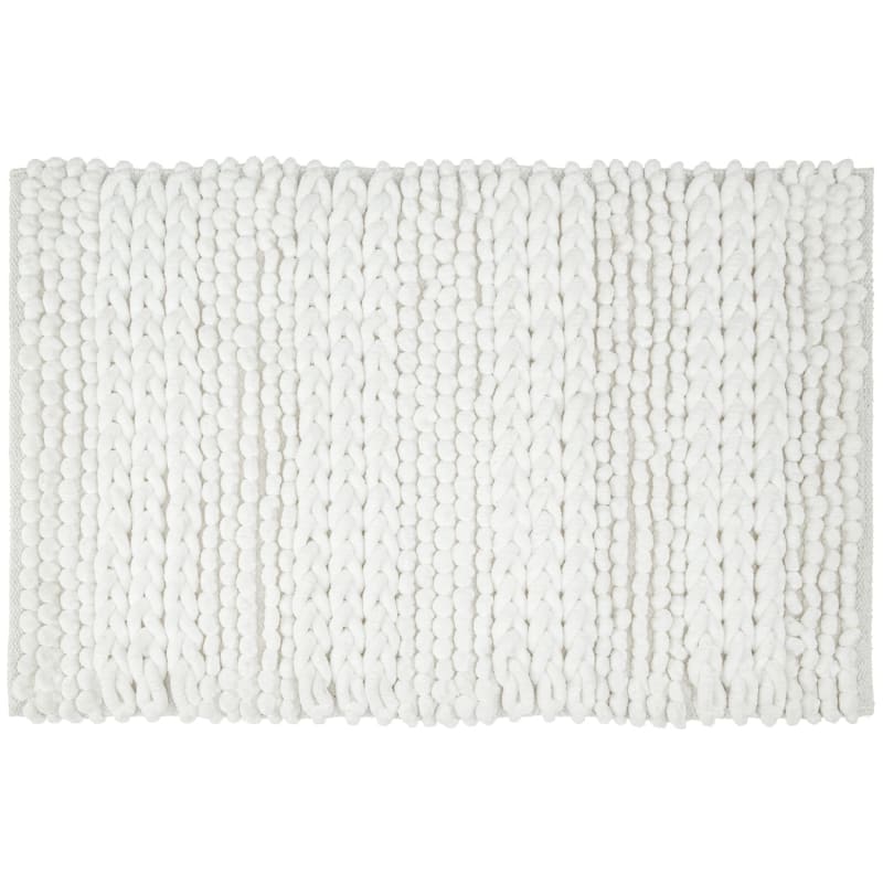 Retreat Knitted Bath Mat 50 x 80cm - White | Bath Mats - B&M Stores