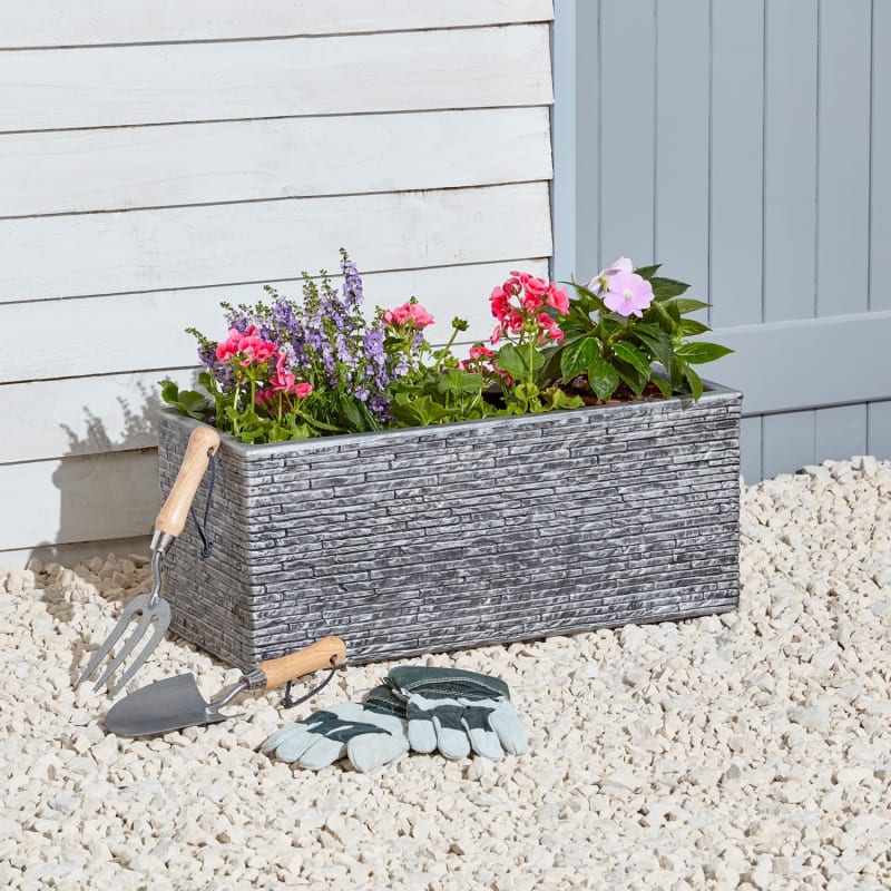 Slate Effect Trough Planter | Cheap Planters at B&M Stores