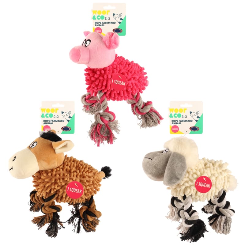Farmyard Animal Rope Toy - Pig | Dog Toys | B&M